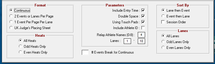 Create Lane/Timer Sheets