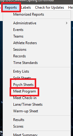 Create Psych Sheets and Heat Sheets (Meet Program) in Swim Meet Manager