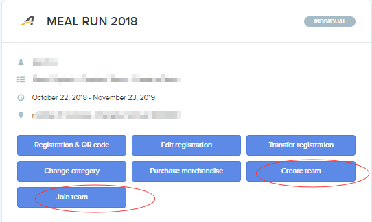 Create or Join a Team after Registering